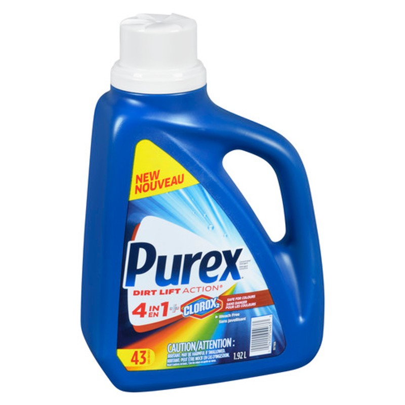 Purex Liquid Laundry Detergent Plus Clorox 2 Dirt Lift 43 Loads 1.92 L ...