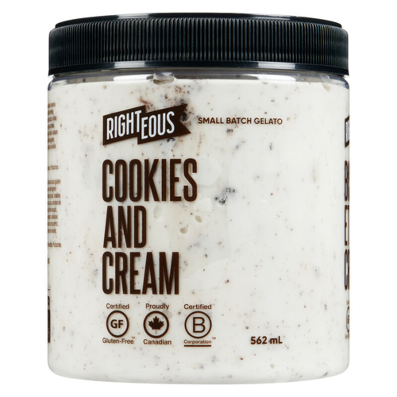 Righteous Gelato Gluten-Free Gelato Cookies And Cream 562 ml - Voilà ...