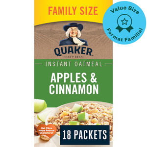 Quaker Instant Oatmeal Apples & Cinnamon Family Size 18 x 33 g - Voilà ...
