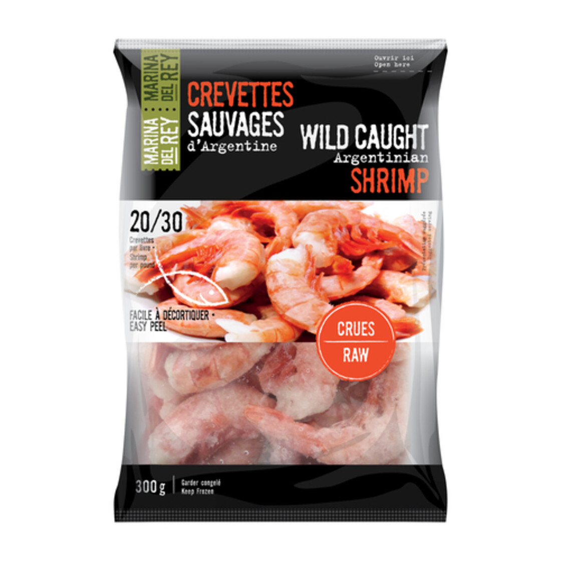 Marina Del Rey Foods Frozen Easy Peel Argentinian Shrimp (20-30) 300 g ...