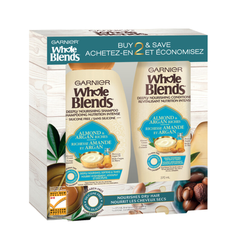 Garnier Whole Blends Almond and Argan Shampoo and Conditioner Value ...