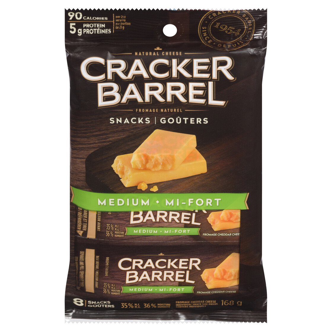 Cracker Barrel Portion Snack Cheese Medium Cheddar 8 Pack 168 g - Voilà ...