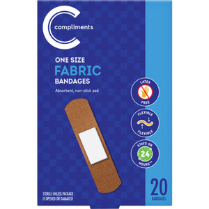 Compliments Fabric Bandages One Size 20 Count - Voilà Online Groceries ...
