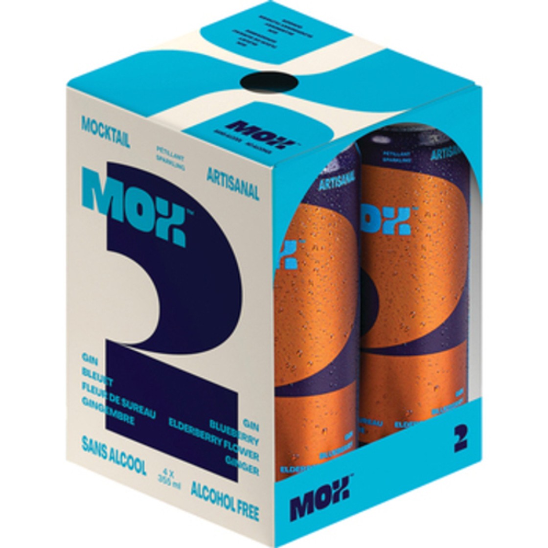 Mox Drinks Alcohol-Free Mocktail Gin Blueberry 4 x 355 ml (cans ...
