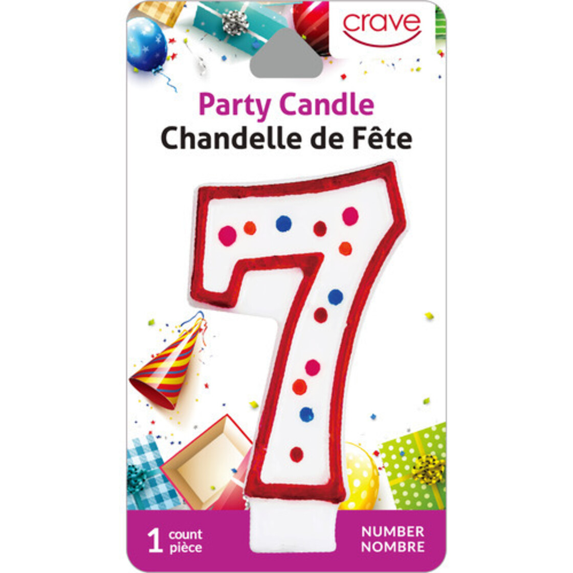 Crave Party Candle Number Seven 1 Pack - Voilà Online Groceries & Offers