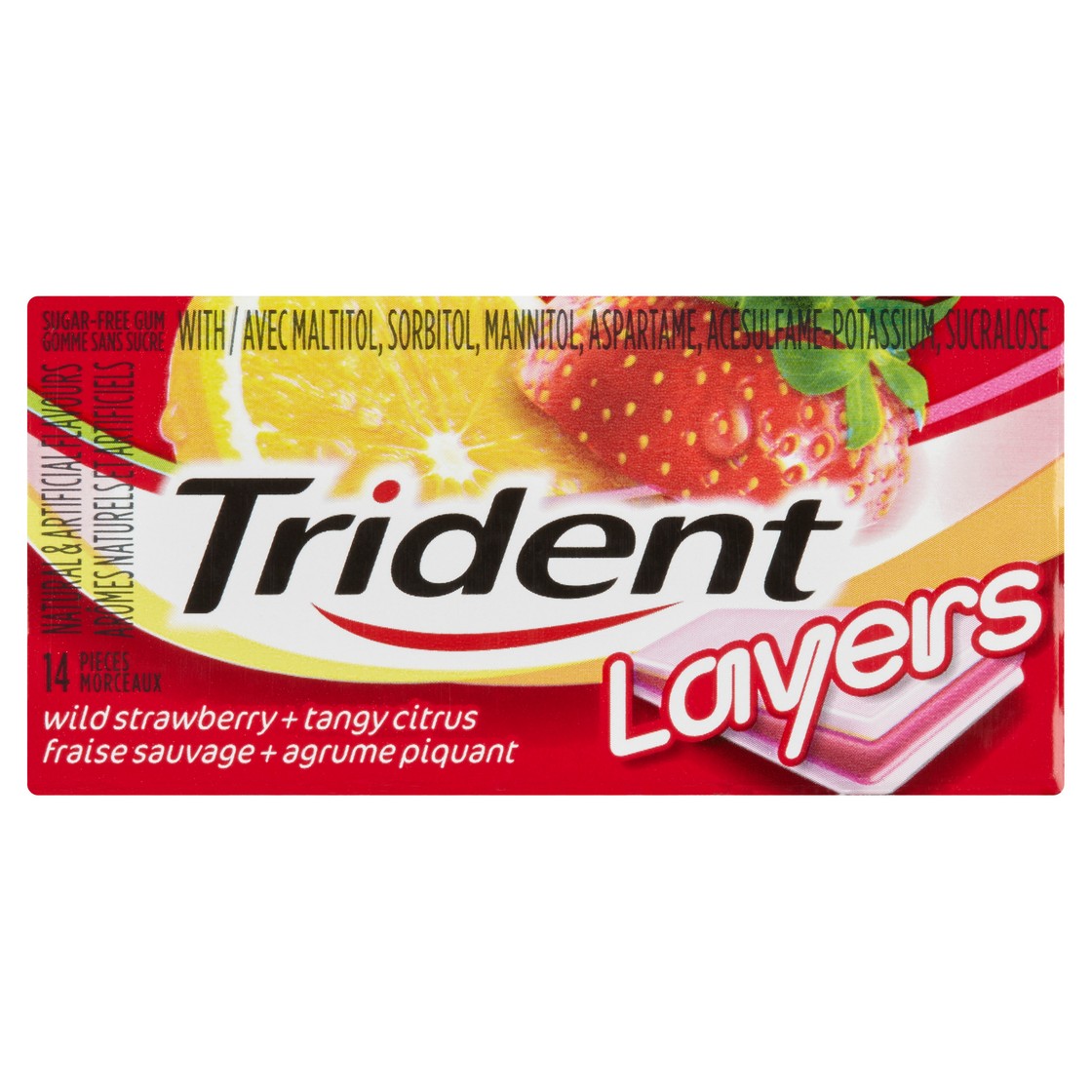 Trident Layers Sugar Free Gum Wild Strawberry Citrus 14 Pieces ea ...