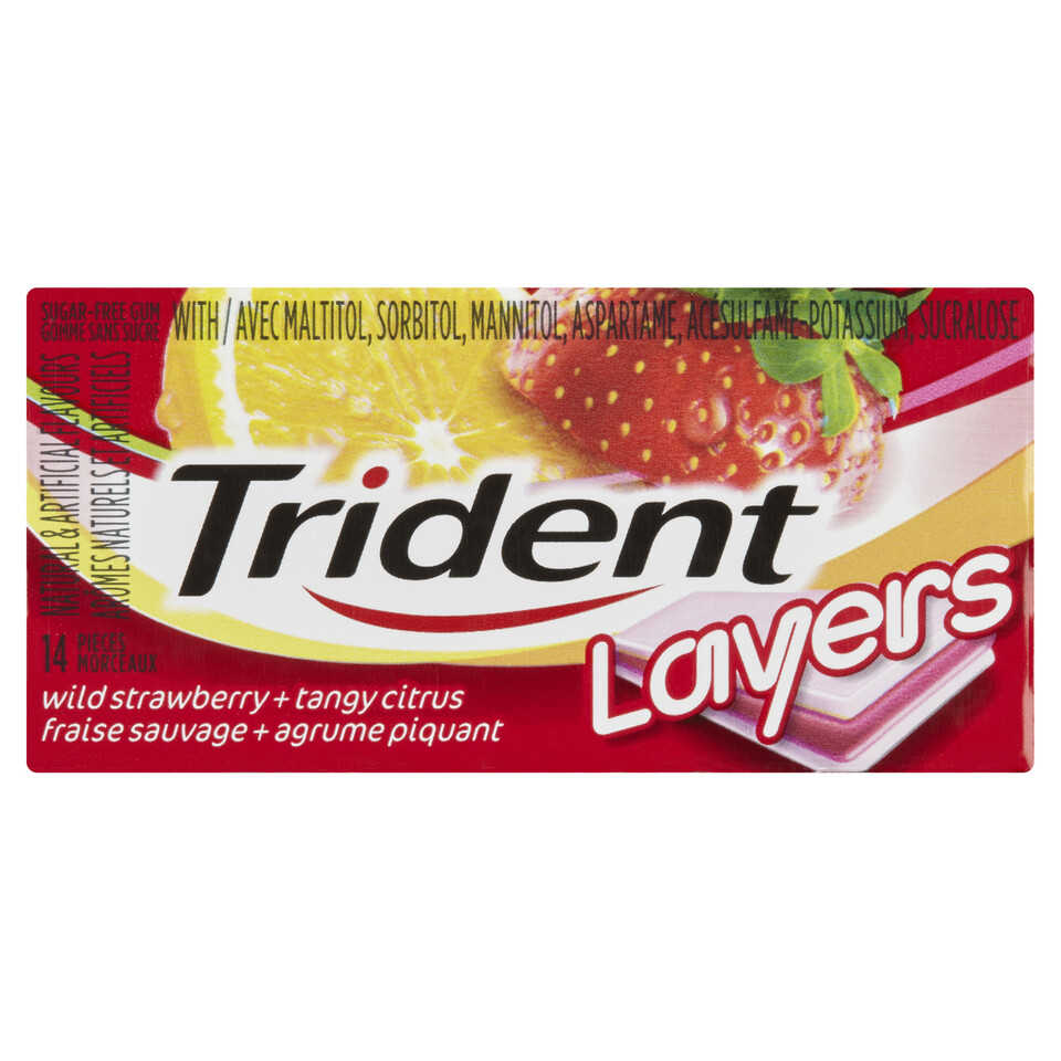 Trident Layers Sugar Free Gum Wild Strawberry Citrus 14 Pieces ea ...