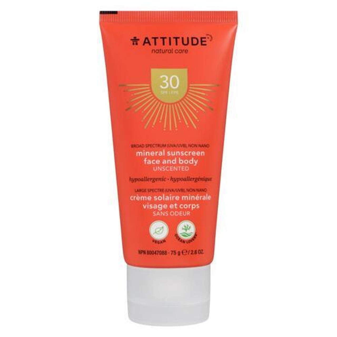 Attitude Mineral Sunscreen Face And Body SPF 30 Fragrance Free 75 g ...