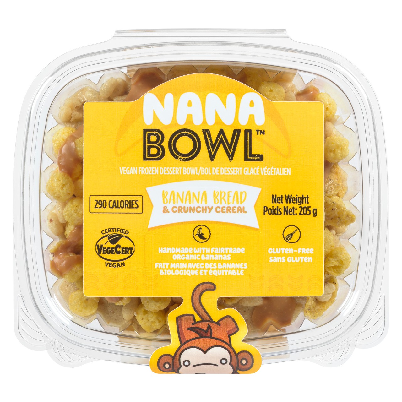 Nanashake Frozen Dessert Bowl Banana Bread and Crunchy Cereal 205 g ...