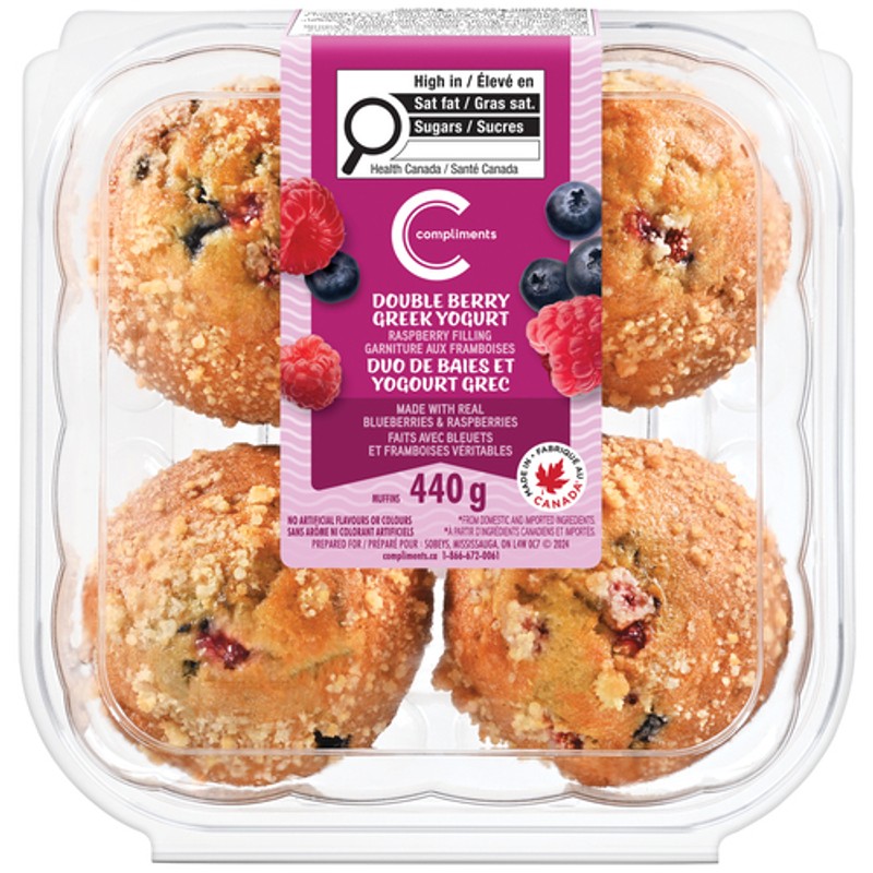 Compliments Muffins Double Berry Greek Yogurt With Raspberry Filling ...