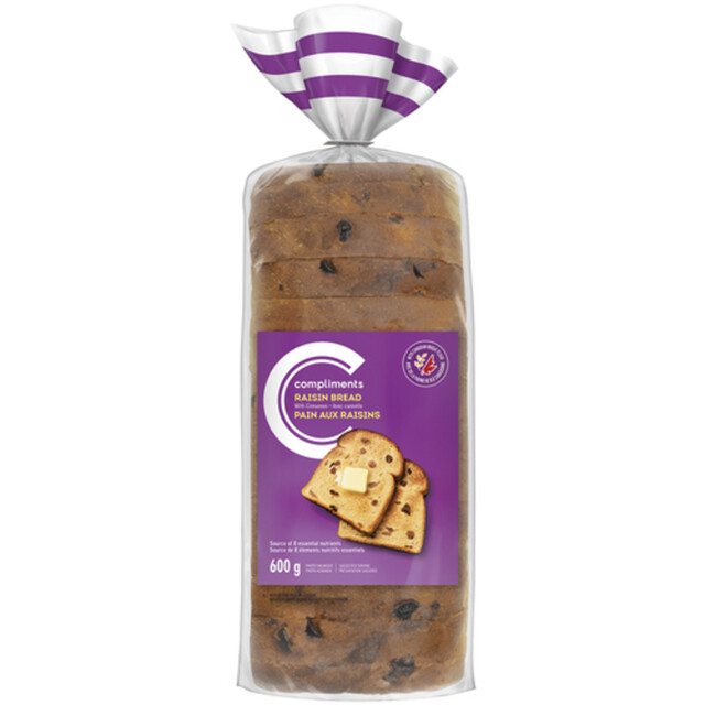 Compliments Raisin Bread 600 g - Voilà Online Groceries & Offers