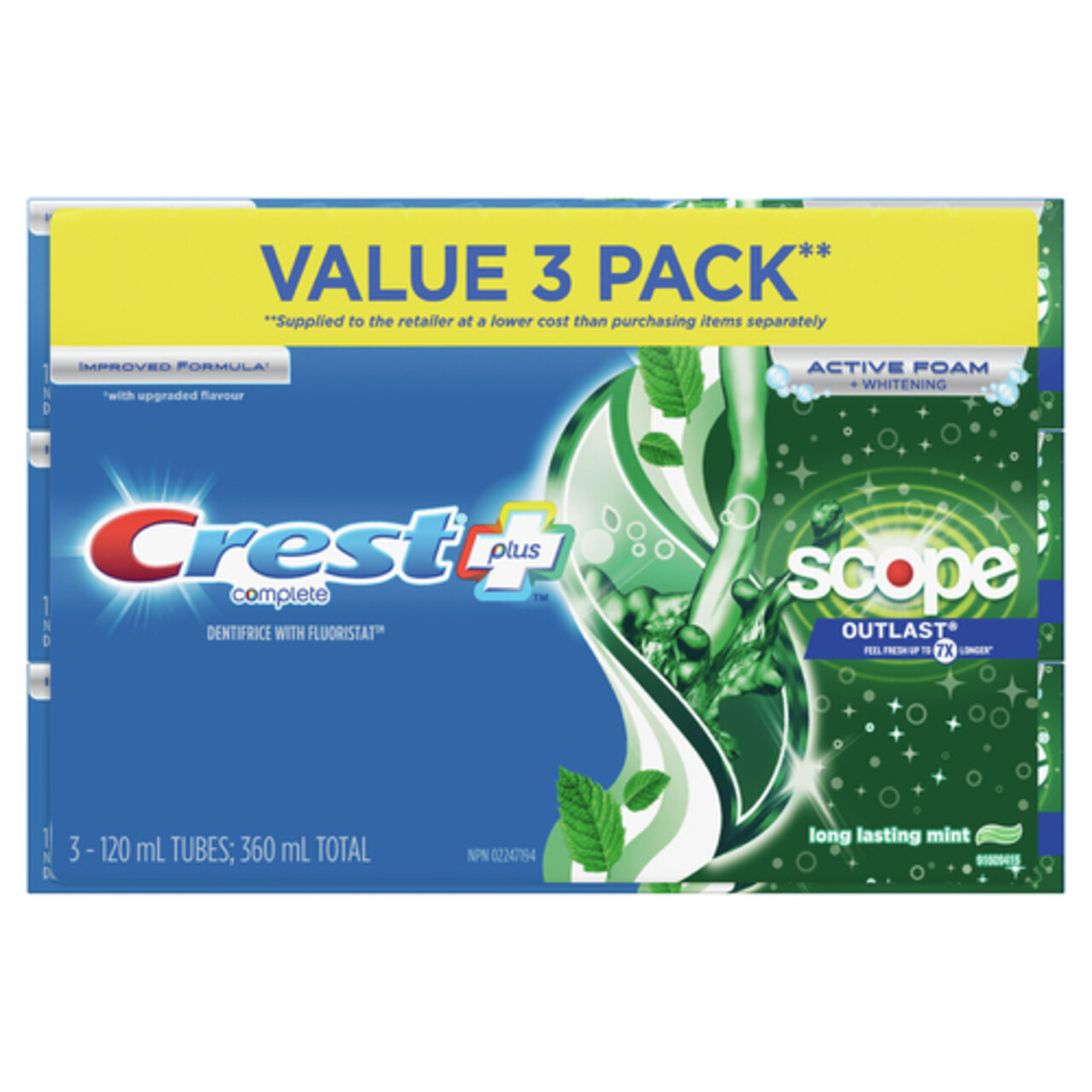 Crest Complete Toothpaste Outlast Long Lasting Mint 3 x 120 ml - Voilà ...