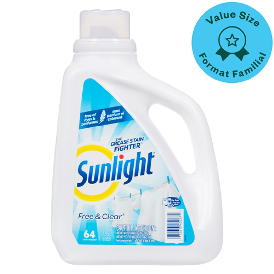 Sunlight Liquid Laundry Detergent Free & Clear Value Size 2.95 L ...