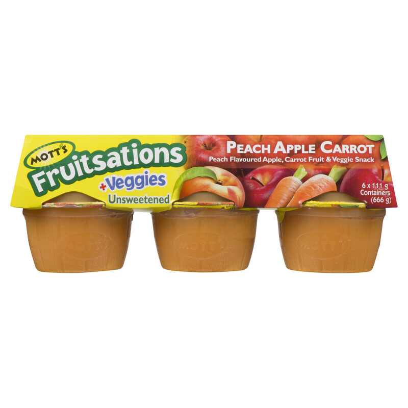 Mott's Fruitsations Fruit & Veggie Snack Unsweetened Peach Apple Carrot ...