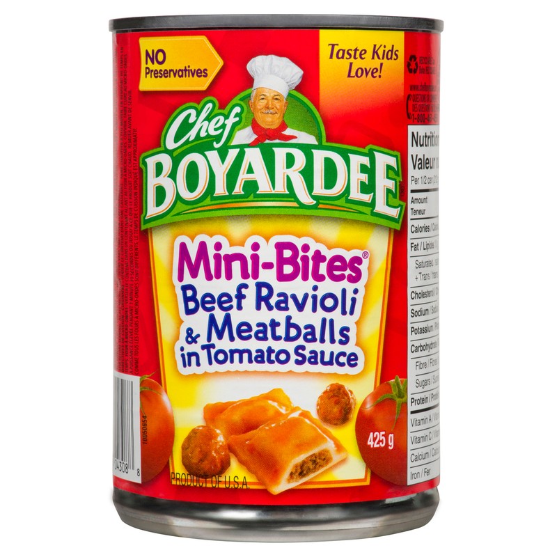 Chef Boyardee Mini Bites Beef Ravioli & Meatballs 425 g - Voilà Online ...