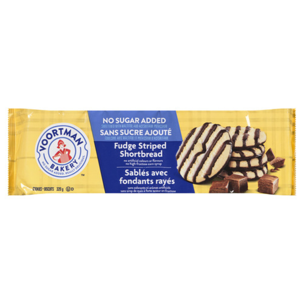 Voortman No Sugar Added Cookies Fudge Striped Shortbread 320 g - Voilà ...