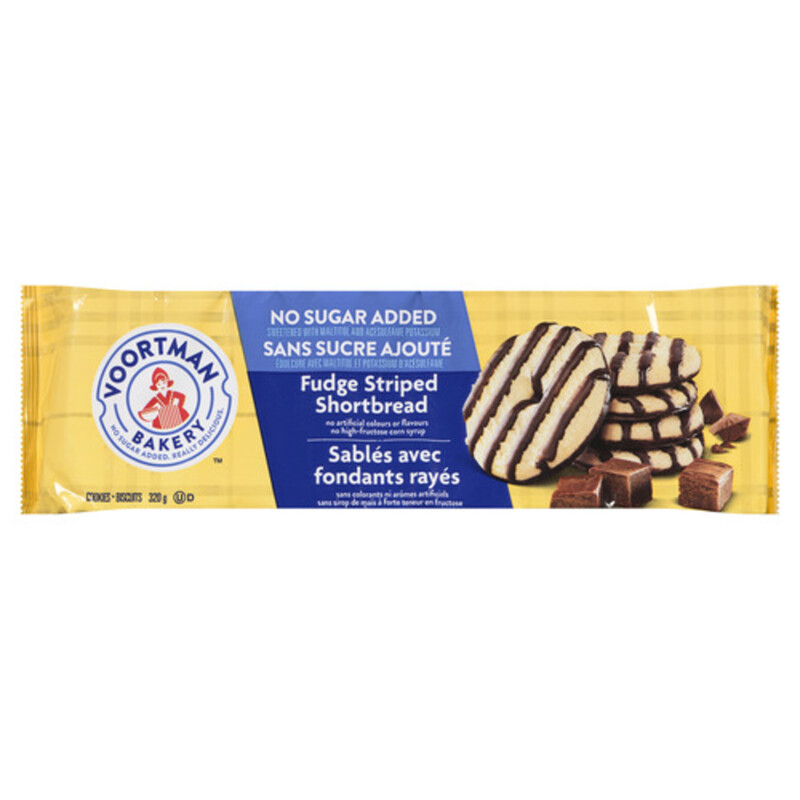 Voortman No Sugar Added Cookies Fudge Striped Shortbread 320 g - Voilà ...
