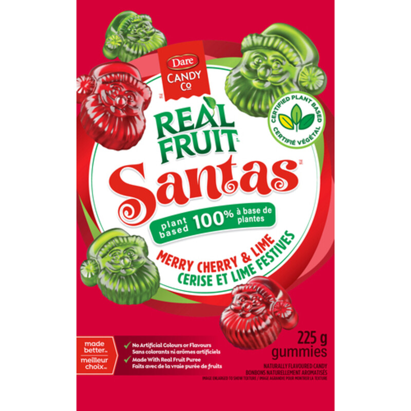 Dare Real Fruit Plant Based Santas Gummies Merry Cherry & Lime 225 g ...