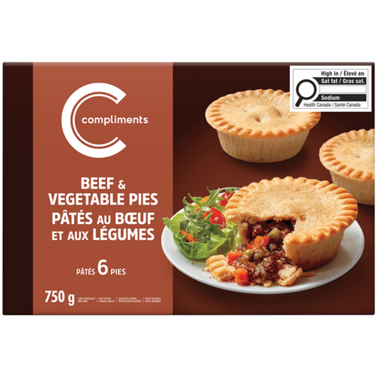 Compliments Frozen Pot Pie Beef & Vegetable 750 g - Voilà Online ...