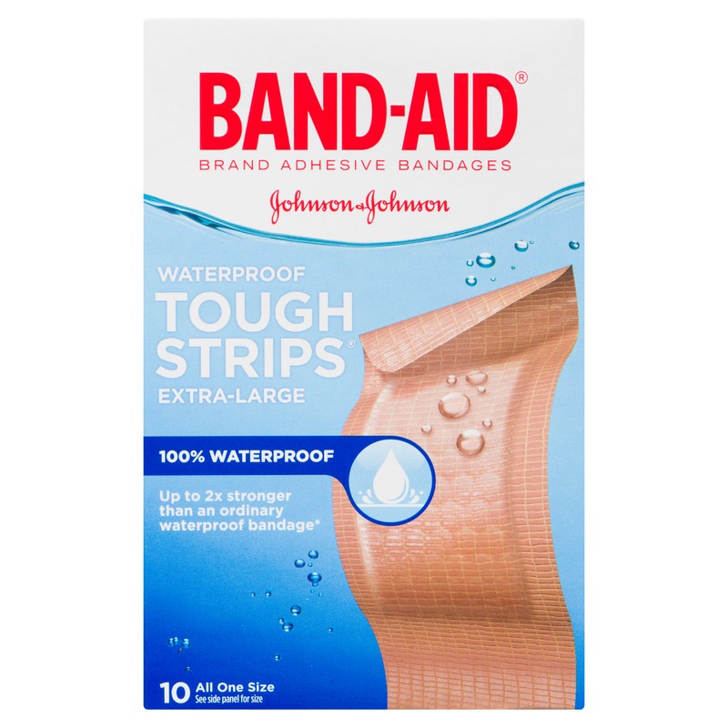 Band-Aid Waterproof Strip Bandages Extra Large All One Size 10 EA ...