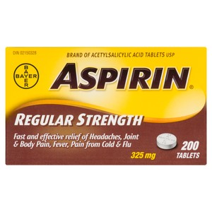Aspirin ASA Regular Strength Pain Relief Tablets 325 mg 200 EA - Voilà ...