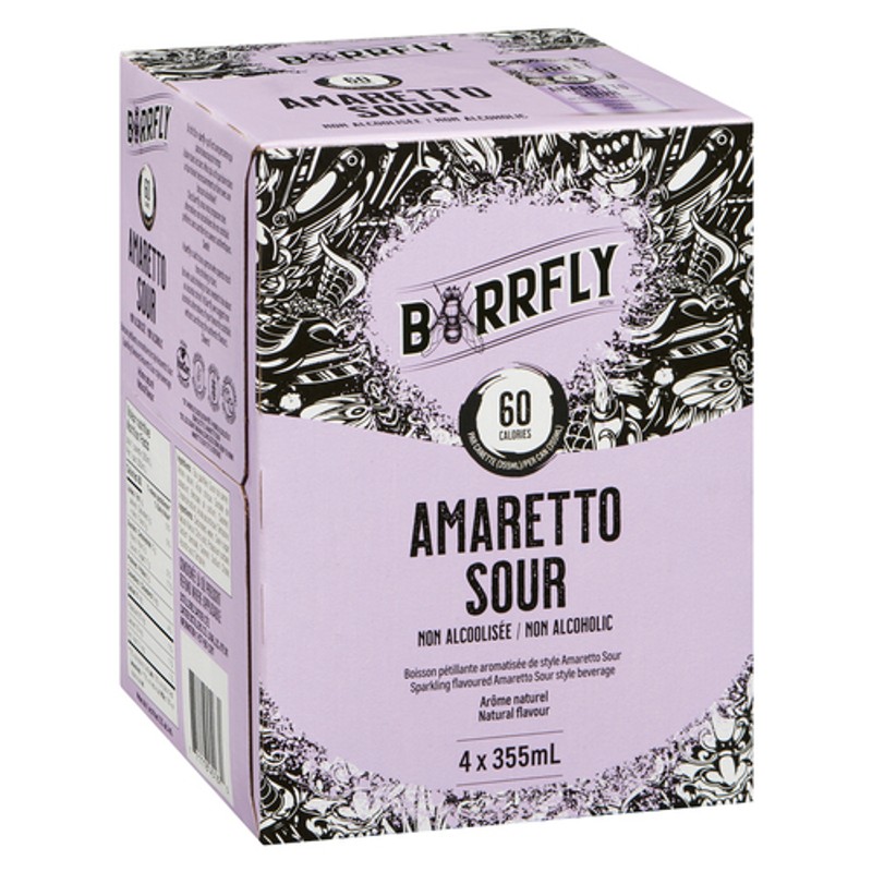 Barrfly Non Alcoholic Sparkling Beverage Amaretto Sour Style 4 x 355 ml ...