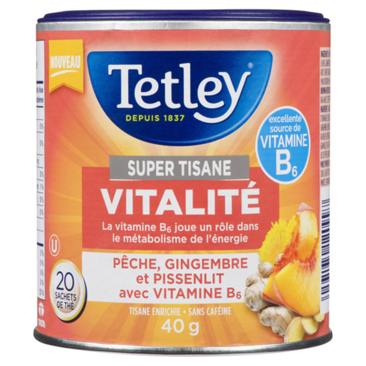 Tetley Super Herbal Tea Boost Peach Ginger & Dandelion 20 Tea Bags ...
