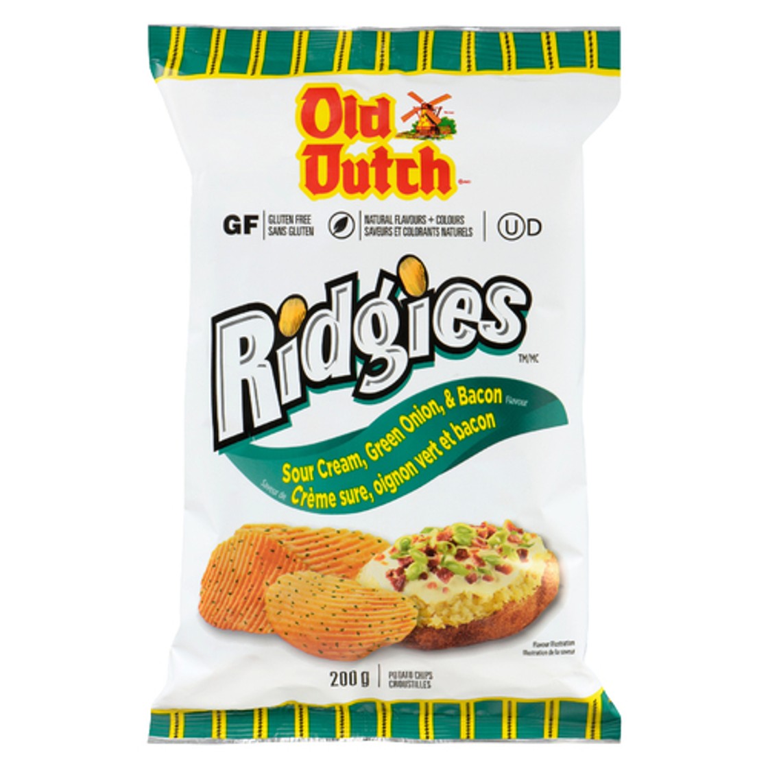 Old Dutch Gluten-Free Ridgies Potato Chips Sour Cream Green Onion ...