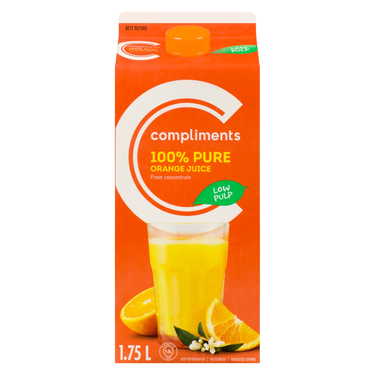 Compliments 100% Pure Orange Juice Low Pulp 1.75 L - Voilà Online ...