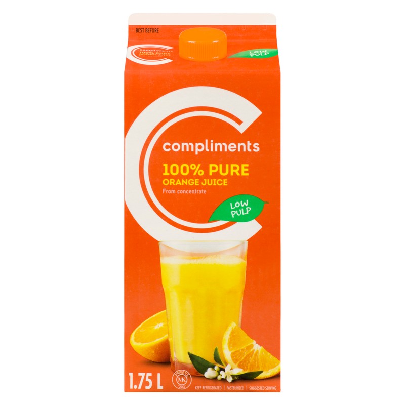 Compliments 100% Pure Orange Juice Low Pulp 1.75 L - Voilà Online ...