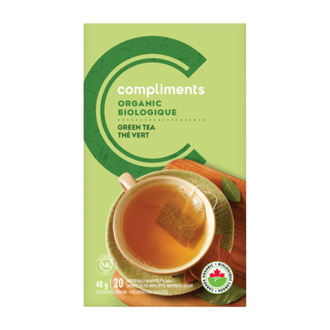 Compliments Organic Green Tea 40 g - Voilà Online Groceries & Offers
