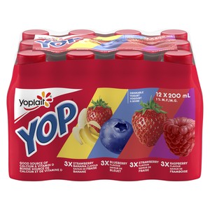 Yoplait Yop 1% Drinkable Yogurt Strawberry Blueberry Raspberry and ...
