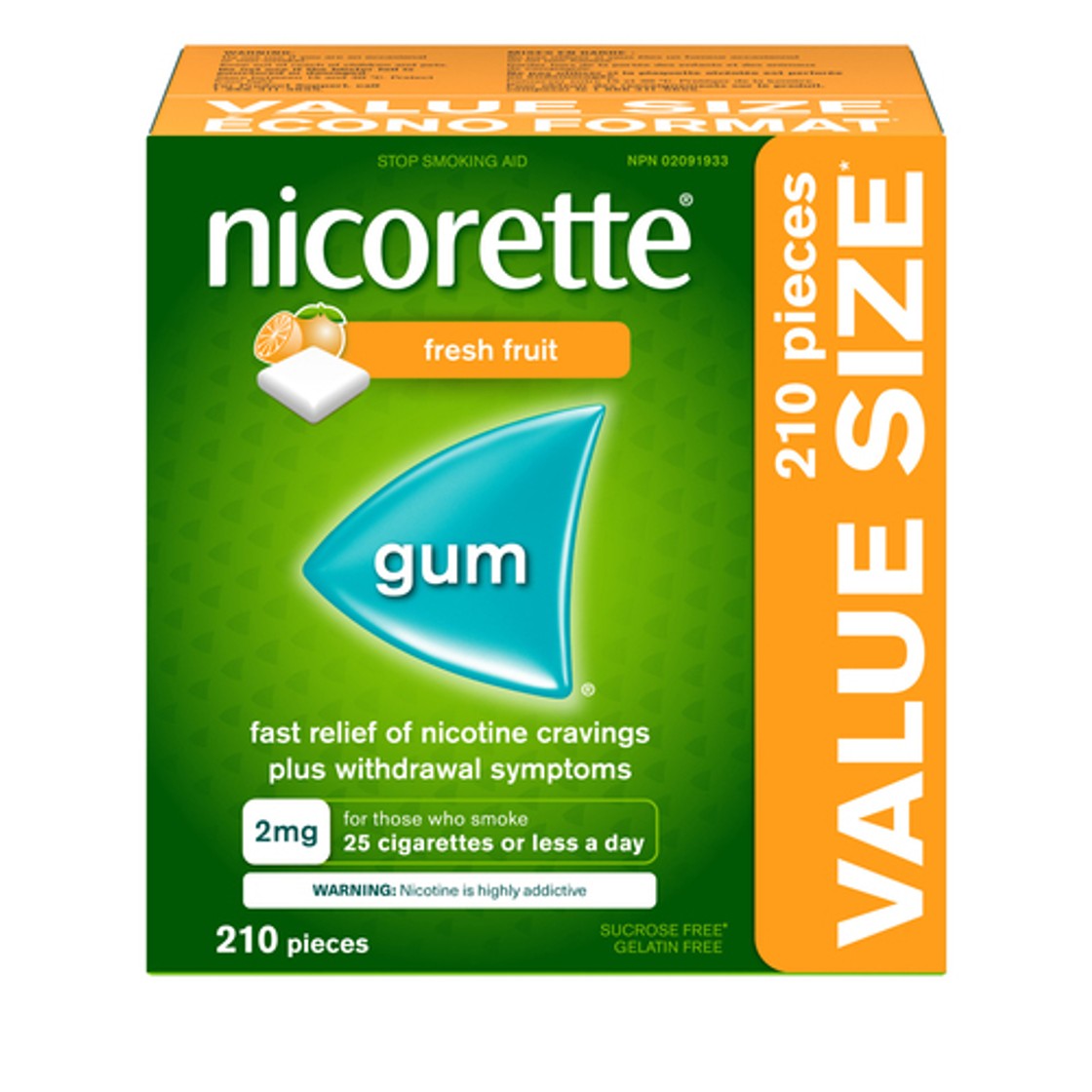 Nicorette Nicotine Gum Fresh Fruit 2 mg 210 Count - Voilà Online ...