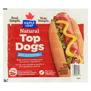 Maple Leaf Natural Top Dogs Hot Dogs Less Salt 375 g - Voilà Online ...