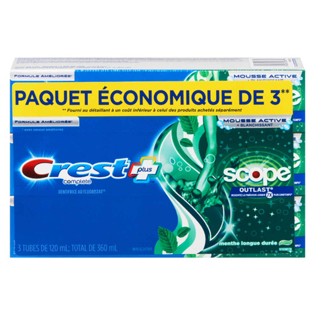 Crest Complete Toothpaste Outlast Long Lasting Mint 3 x 120 ml - Voilà ...