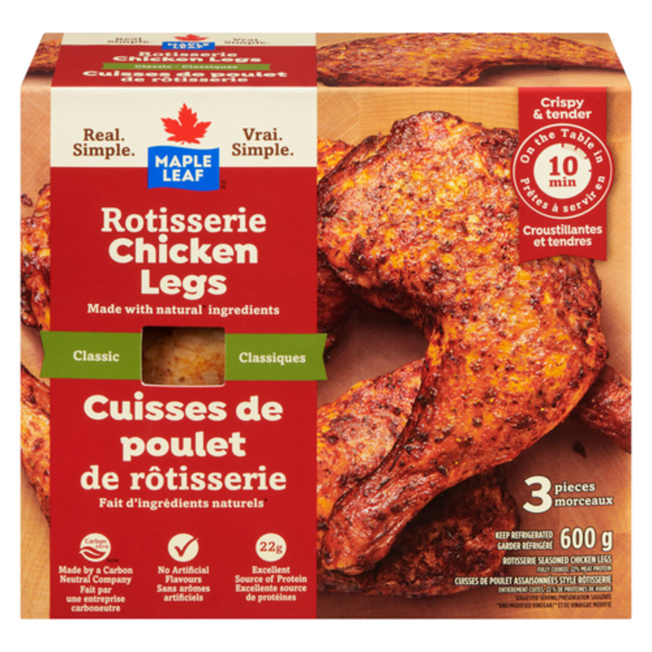 Maple Leaf Chicken Legs Cooked Rotisserie 3 Pieces 600 g - Voilà Online ...