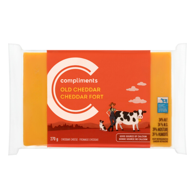 Compliments Cheddar Old Coloured Cheese Block 270 g - Voilà Online ...