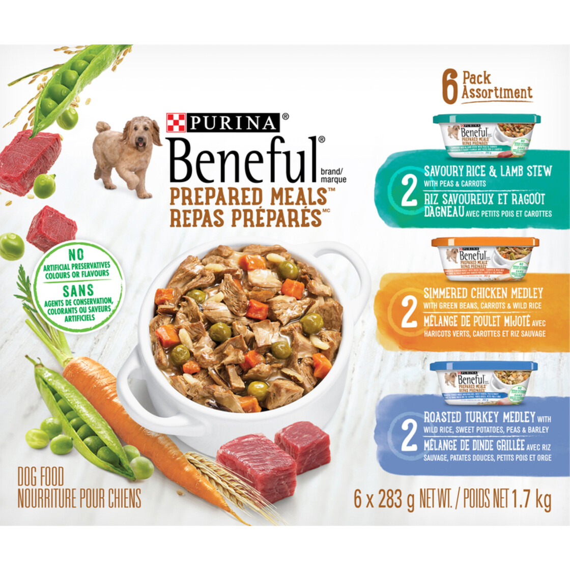 Purina Beneful Dog Food Prepared Meals Chicken Turkey Rice Lamb 1.7 kg ...