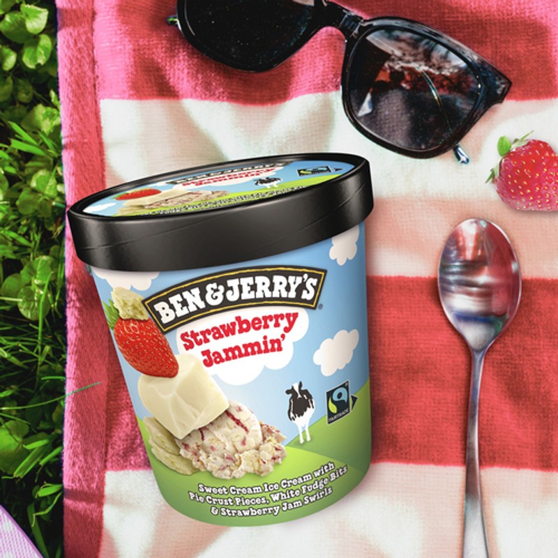 Ben & Jerry's Ice Cream Strawberry Jammin With Fairtrade Ingredients ...