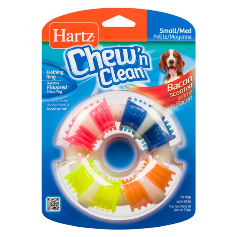 Hartz Dog Toy Chew'n Clean Small Teething Ring Bacon Scented 1 EA ...