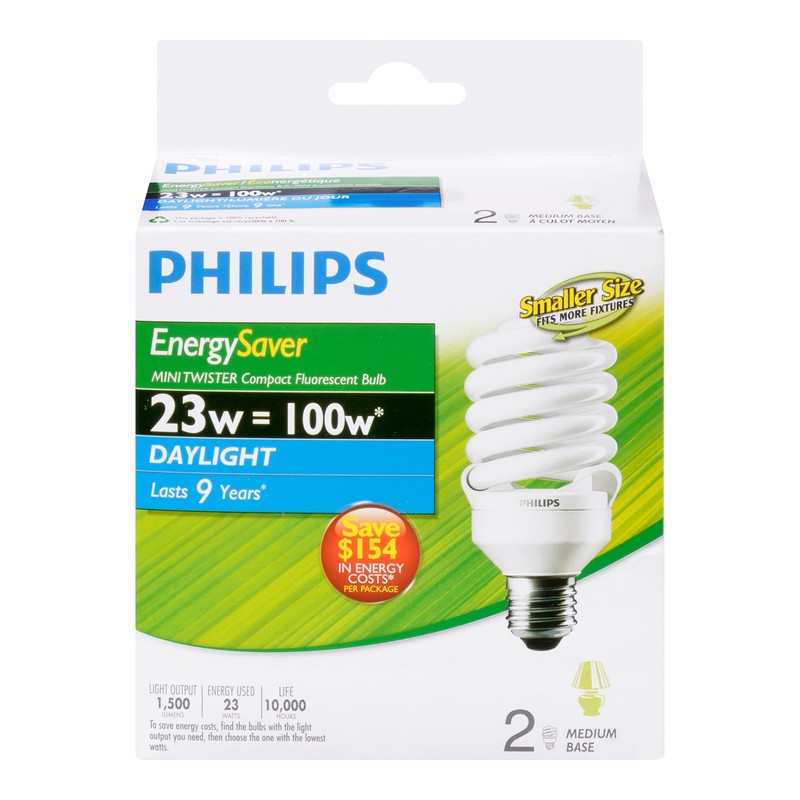 Philips CFL Light Bulbs Mini Twister 23W 2 EA - Voilà Online Groceries ...