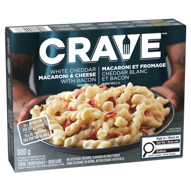 Crave Frozen Meal White Cheddar Macaroni & Cheese With Bacon 300 g ...