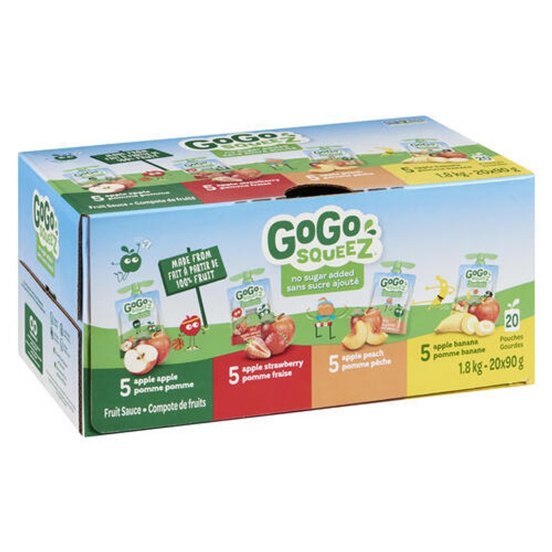 GoGo squeeZ Fruit Sauce Snack Pouches Variety Pack, Apple Apple, Apple ...