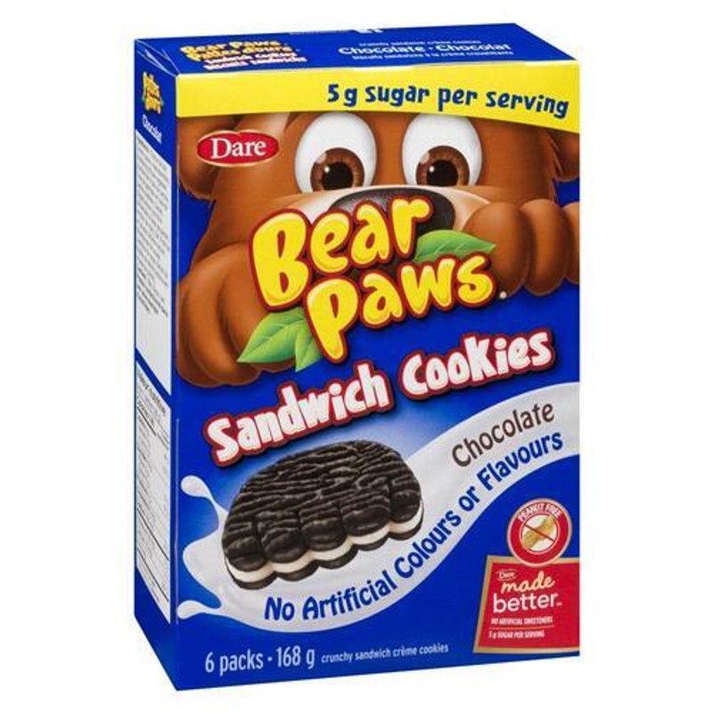 Dare Bear Paws Peanut-Free Sandwich Cookies Chocolate 168 g - Voilà ...