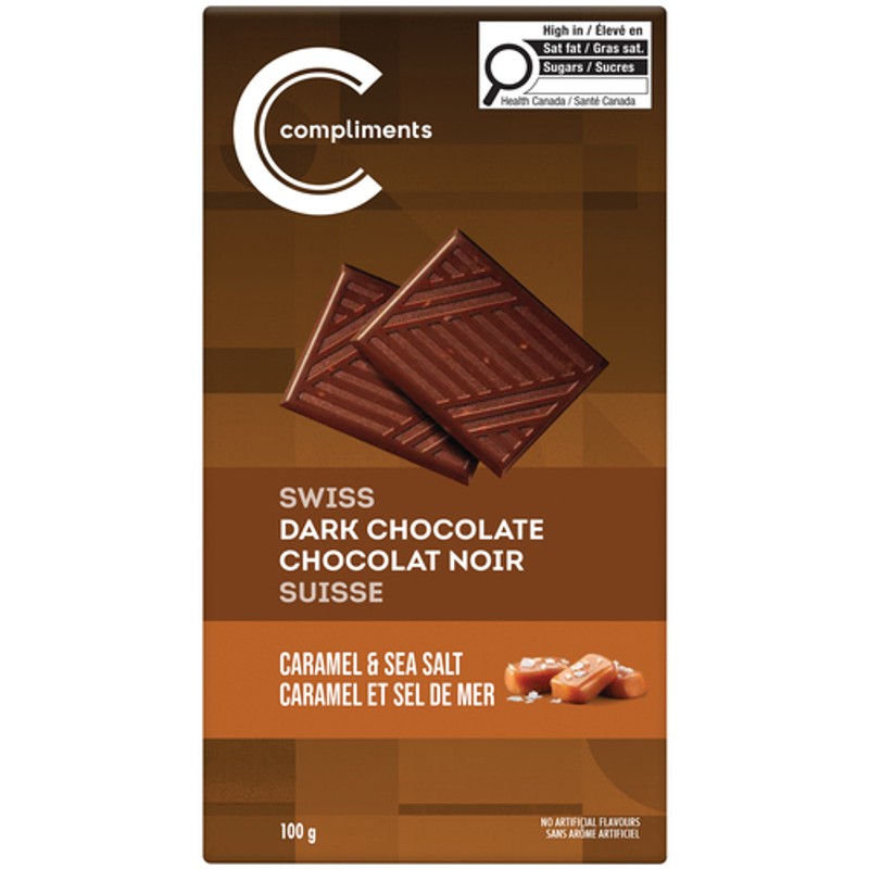 Compliments Chocolate Bar Swiss Dark Caramel & Sea Salt 100 g - Voilà ...