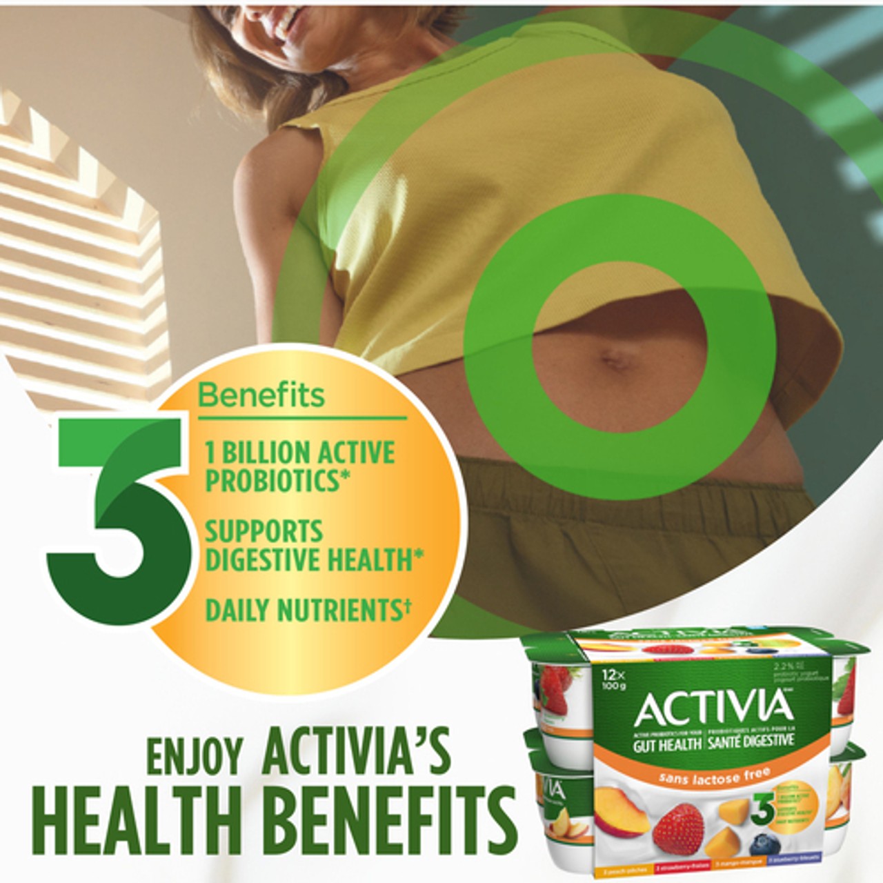 Activia Lactose-Free Probiotics Yogurt Strawberry Blueberry Peach Mango ...
