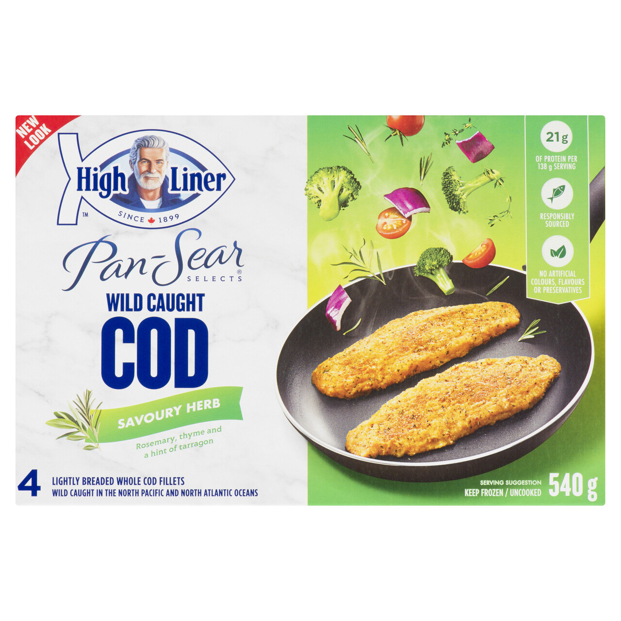 High Liner Frozen Pan Seared Savoury Herb Breaded Cod 4 Fillets 540 g ...
