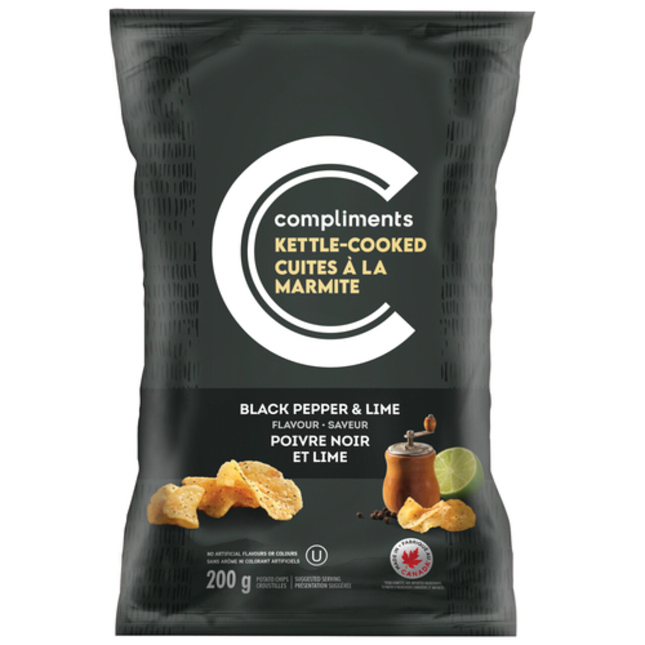 Compliments Kettle Cooked Potato Chips Black Pepper & Lime 200 g ...