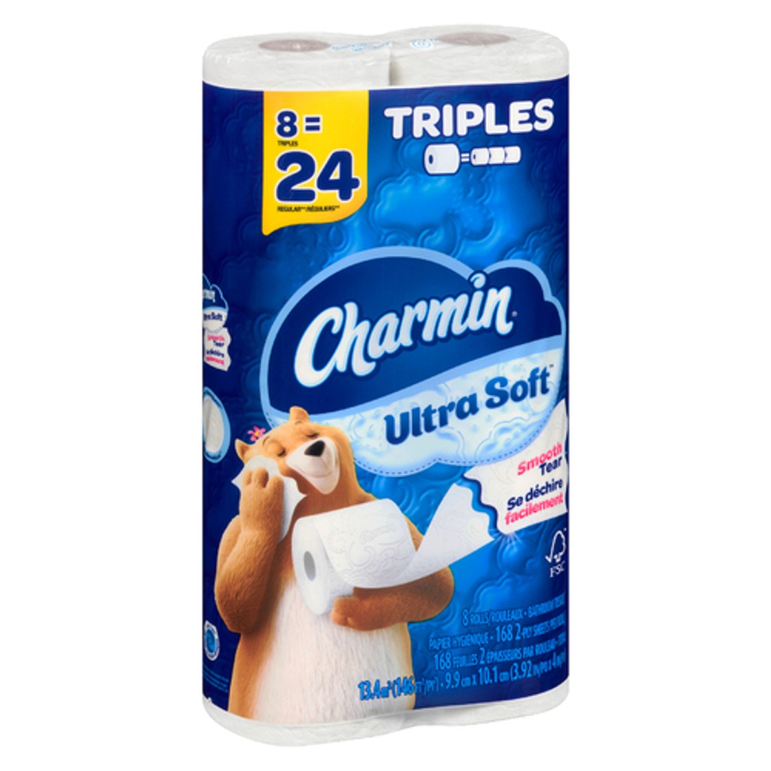Charmin Toilet Paper Ultra Soft 2-Ply 8 Triple Rolls x 168 Sheets ...