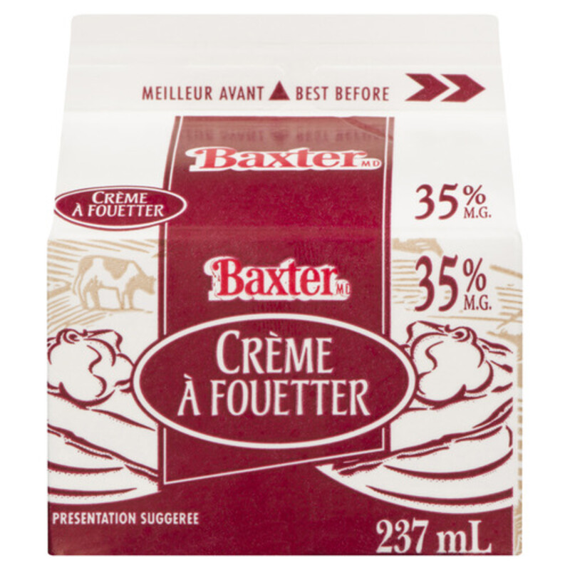 Baxter 35% Whipping Cream 237 ml - Voilà Online Groceries & Offers